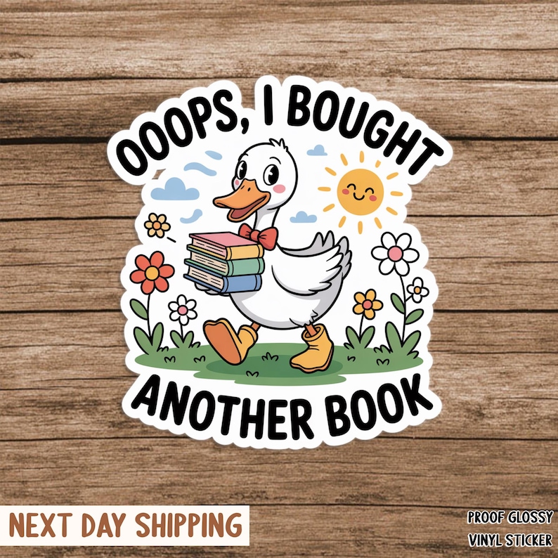 Oops I Bought Another Book Sticker, Funny Book Lover Gift, Cute Reading ...