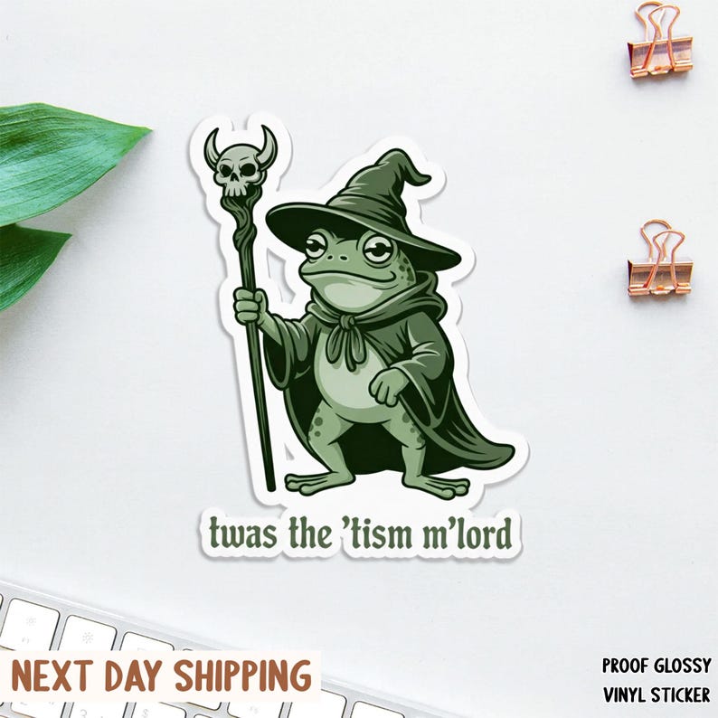 Twas the Tism Frog Wizard Sticker. Funny Autism Sticker, Autism Gift ...