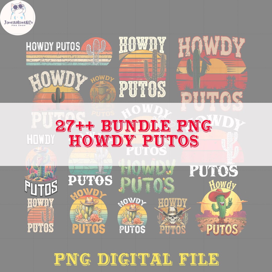 17+howdy Putos Bundle Png | Vintage Desert Humor Png | Cowboy Cactus ...