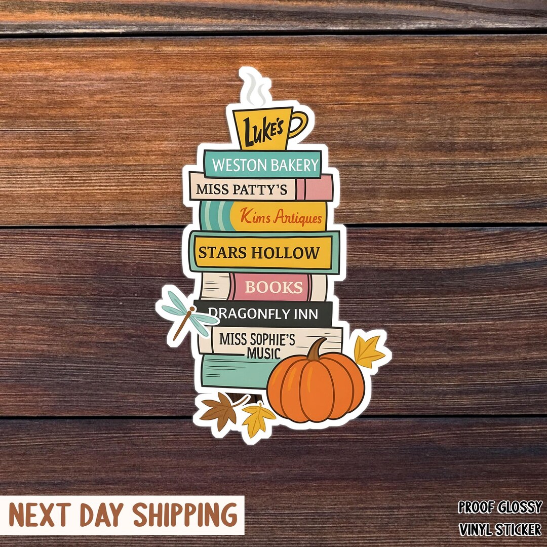 Gilmore Book Stack Sticker, Stars Hollow, Bookish Sticker, Kindle Decal ...