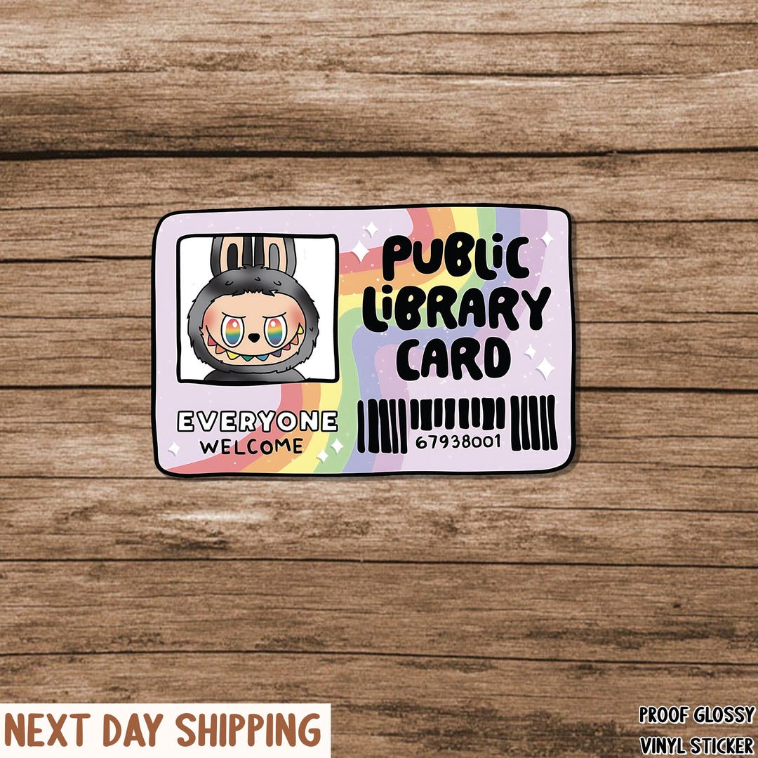 Public Library Card Sticker, Labubu Card Sticker, Funny Cartoon Kindle ...