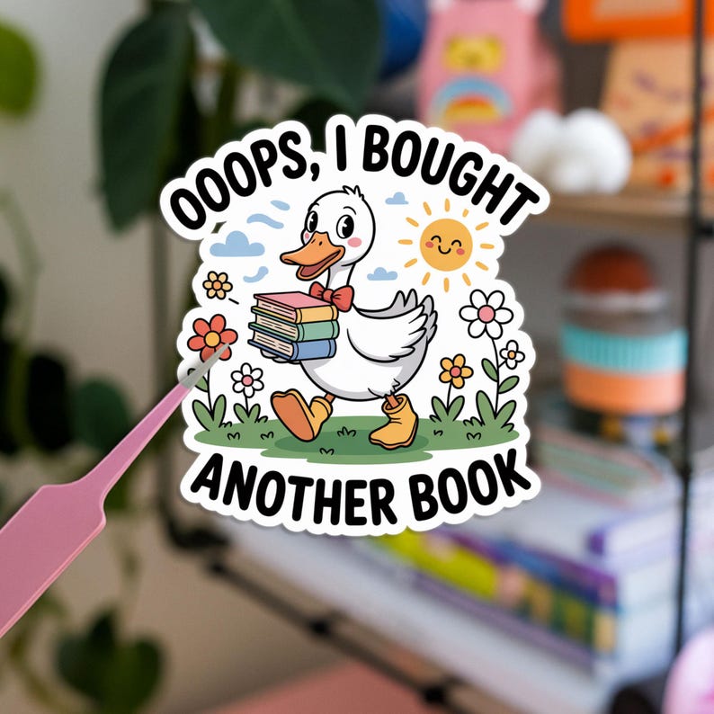 Oops I Bought Another Book Sticker, Funny Book Lover Gift, Cute Reading ...