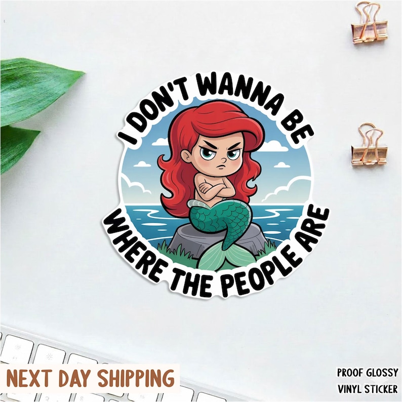 Funny Introvert Mermaid Sticker, Social Anxiety Decal, Snarky Water ...