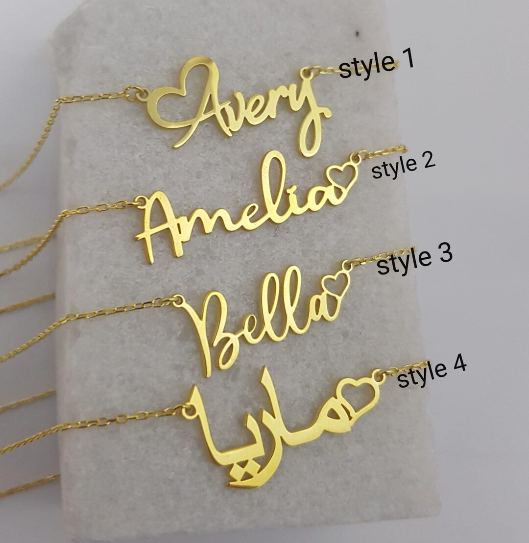 Heart Name Necklace, Heart Fonts, Custom Heart Nameplate, Tiny Heart ...