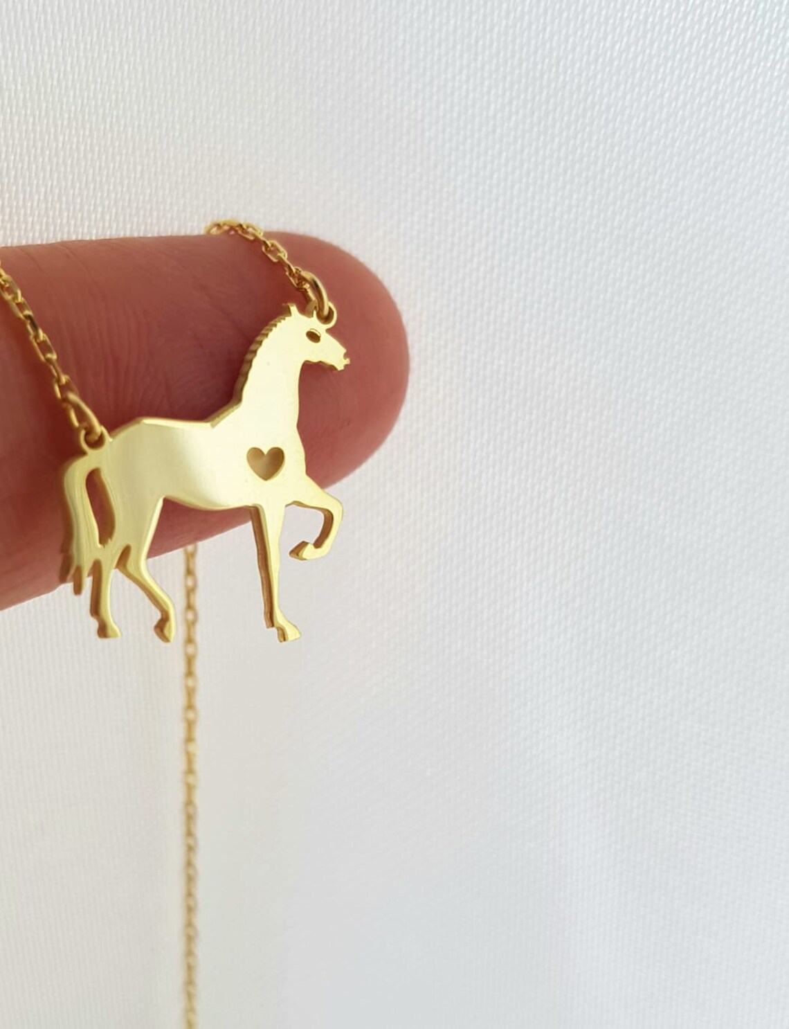 Tiny Horse Necklace, Dainty Horse Necklace With Tiny Heart, Gold Horse ...