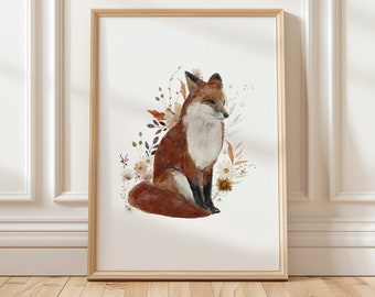 Kids Bird Watercolor Wall Art Forest Prints Floral Fall Autumn Artwork ...