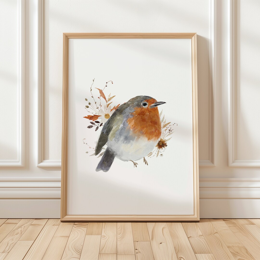 Kids Bird Watercolor Wall Art Forest Prints Floral Fall Autumn Artwork ...