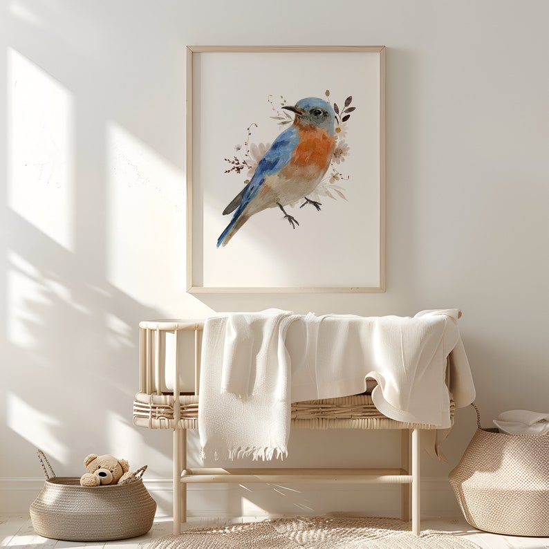 Kids Bird Watercolor Wall Art Forest Prints Floral Fall Autumn Artwork ...