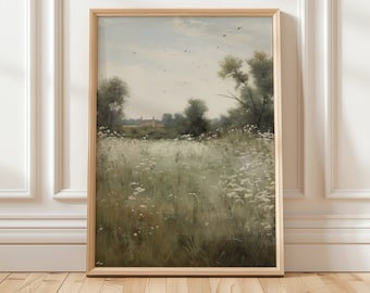 Vintage Cottage Wildflowers Oil Painting Antique Fall French Decor ...