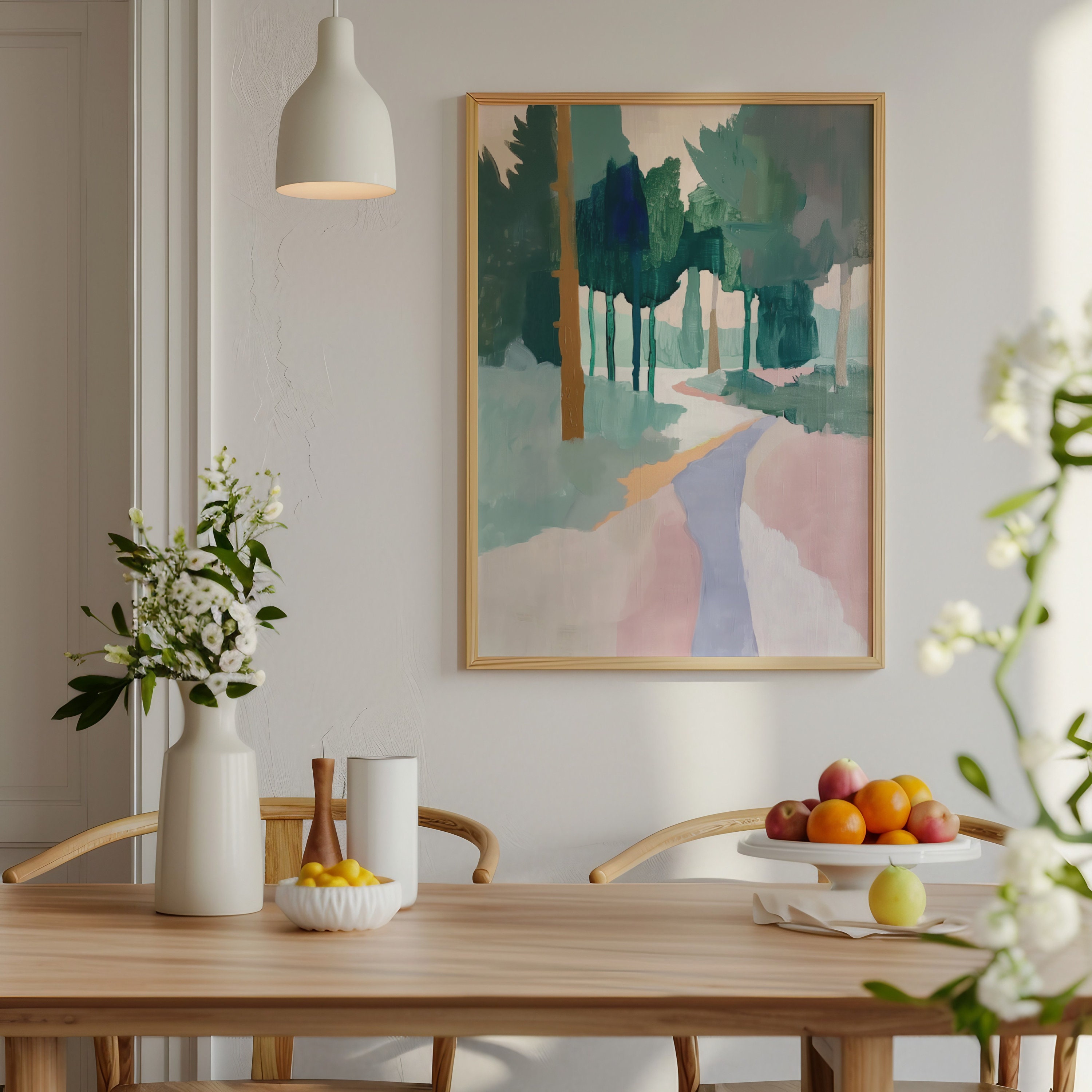 Contemporary Colorful Forest Painting Summer Decor Gallery Wall Art ...