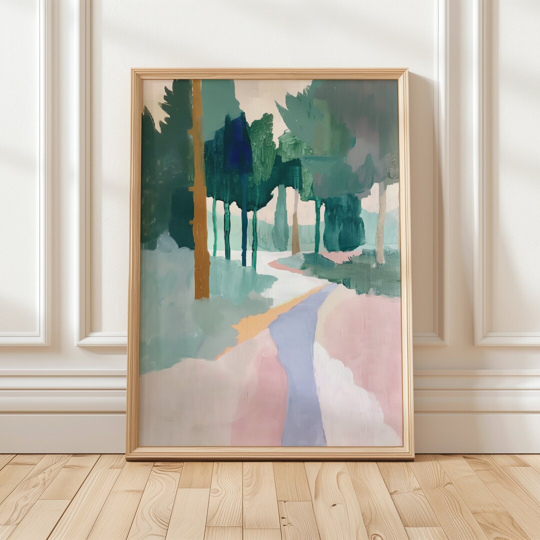 Contemporary Colorful Forest Painting Summer Decor Gallery Wall Art ...