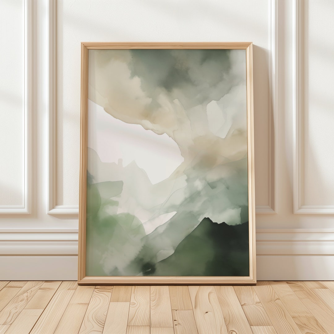 Abstract Green Watercolor Painting, Large Poster, Water Color Prints ...