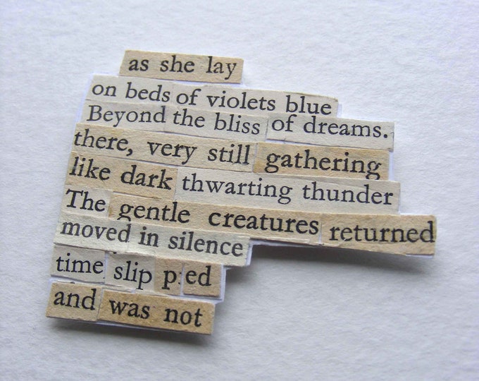 Found Poem 'as She Lay' Cut and Paste, Original Conceptual Art, Art on ...