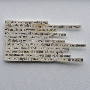 Found Poem 'sweet Solace' Cut and Paste, Original Poem, Art on Paper, Valentine Gift, Romantic ...