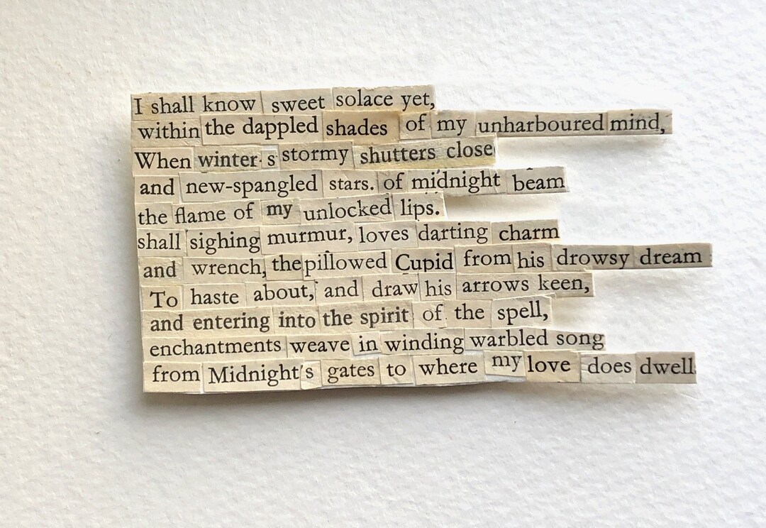 Found Poem 'sweet Solace' Cut and Paste, Original Poem, Art on Paper, Valentine Gift, Romantic ...