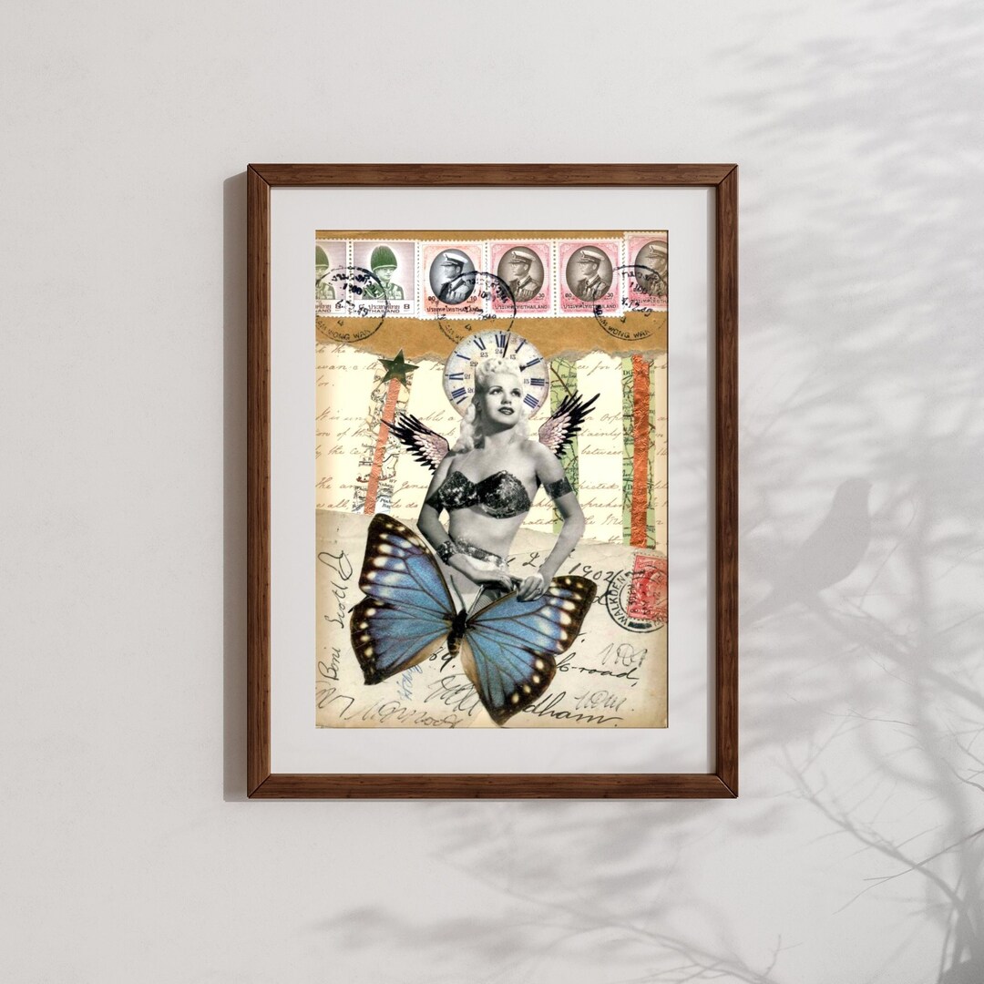 Poster Girl Collage Art Print, Modern Art, Pinup, Modern Decor, Wall ...