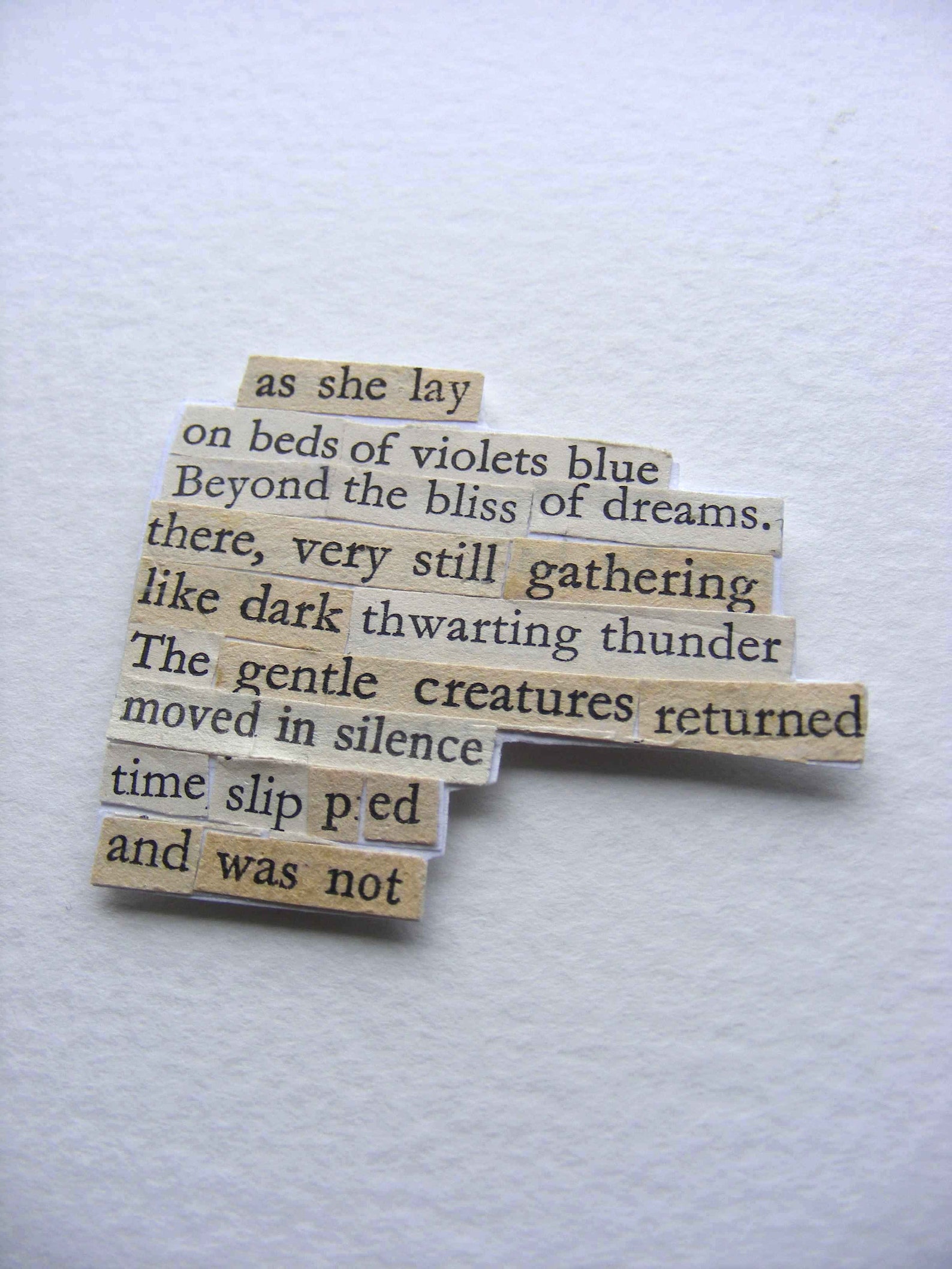 Found Poem 'as She Lay' Cut and Paste, Original Conceptual Art, Art on Paper, Valentine Art ...