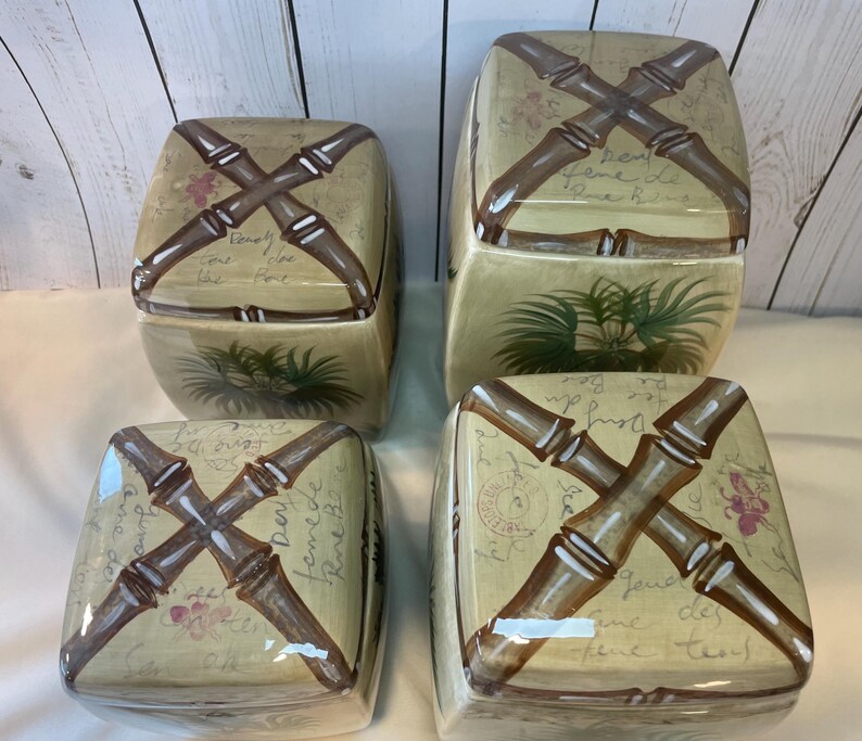 Bora Bora Hand Painted Canister Collection by Tabletops Unlimited Palm ...