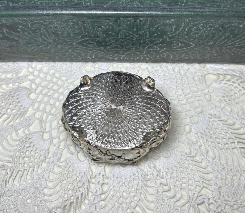 Vintage Silver Tone Repousse Jewelry Box; Footed Victorian Style ...