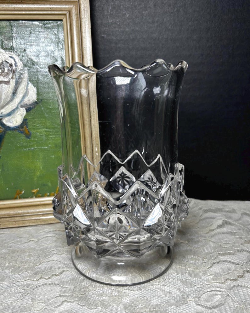 Antique EAPG O’hara Glass Co Diamond Spooner: Aka Sawtooth and Star ...