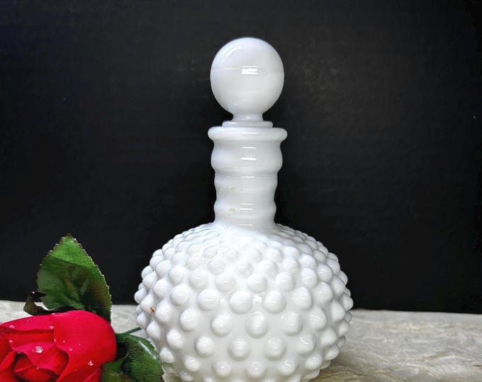 Vintage Fenton Milk Glass Hobnail Perfume Bottle With Stopper: 1940s ...