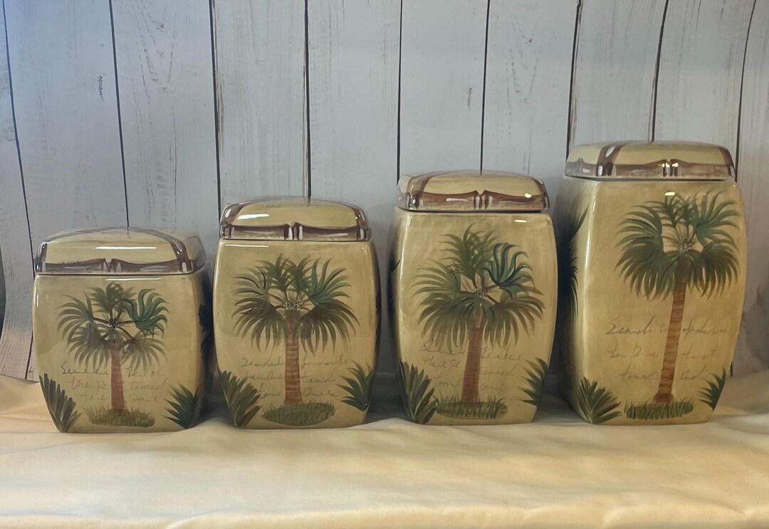 Bora Bora Hand Painted Canister Collection by Tabletops Unlimited Palm ...