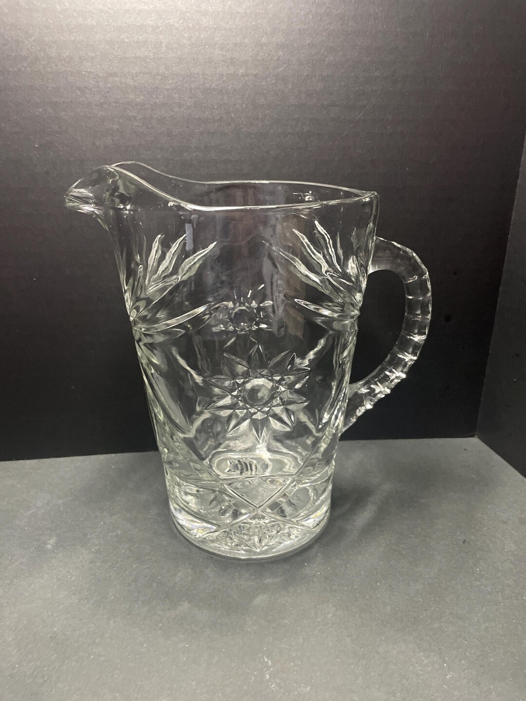 Vintage Anchor Hocking Star of David Pitcher: Early American Prescut ...