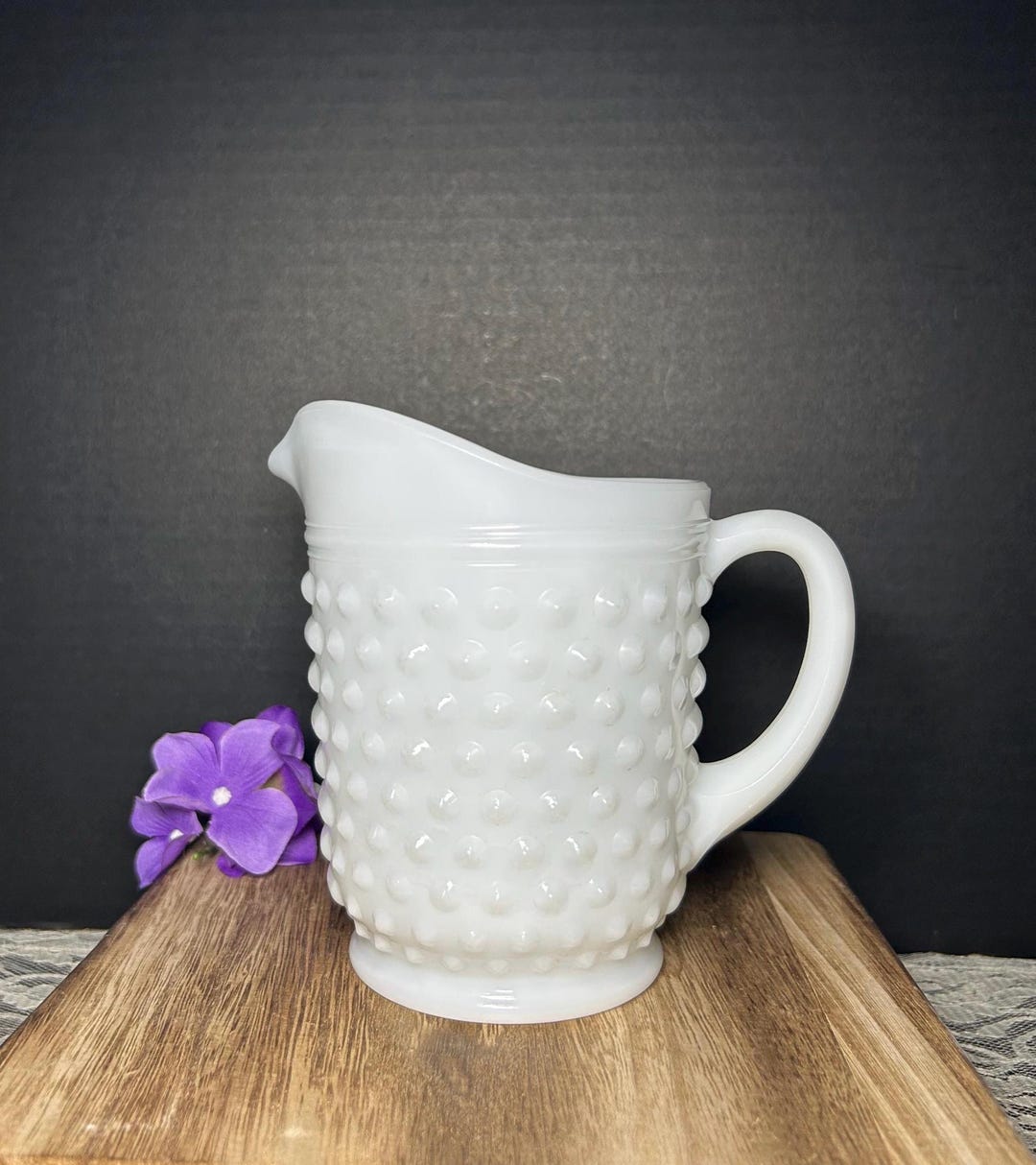Vintage Anchor Hocking Hobnail Milk Glass Pint Pitcher, 1960s Milk ...