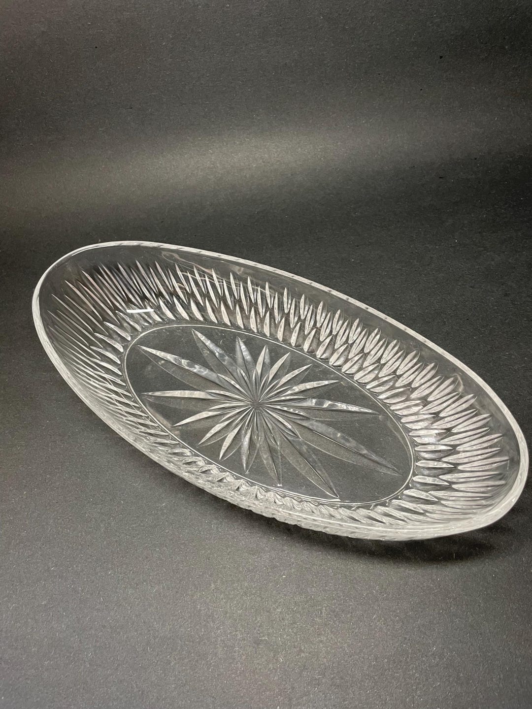 Vintage Princess House Royal Highlights 24% Lead Crystal Oval Serving ...