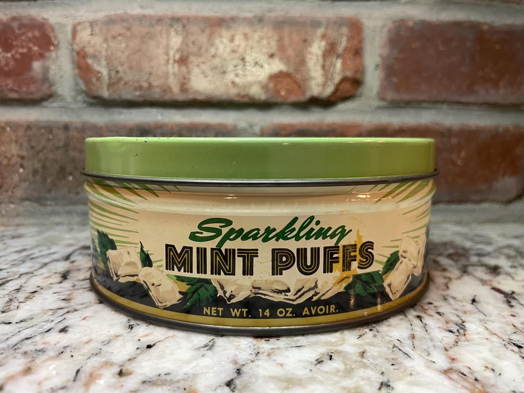 Vintage Sparkling Mint Puffs Candy Tin 14 Oz. - Etsy