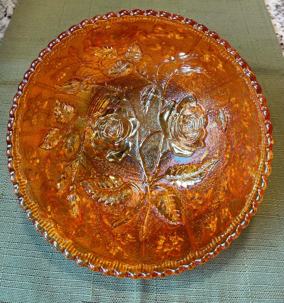 Antique Carnival Glass EAPG Bowl in the Lustre Rose Pattern C. 1911 ...