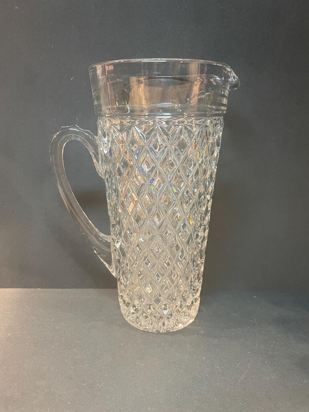 Vintage Czech Pitcher Lead Crystal Pitcher Diamond Cut Pitcher HEAVY - Etsy