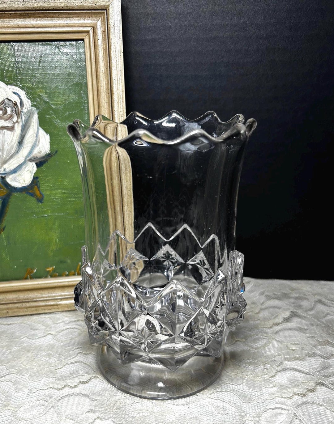 Antique EAPG O’hara Glass Co Diamond Spooner: Aka Sawtooth and Star ...