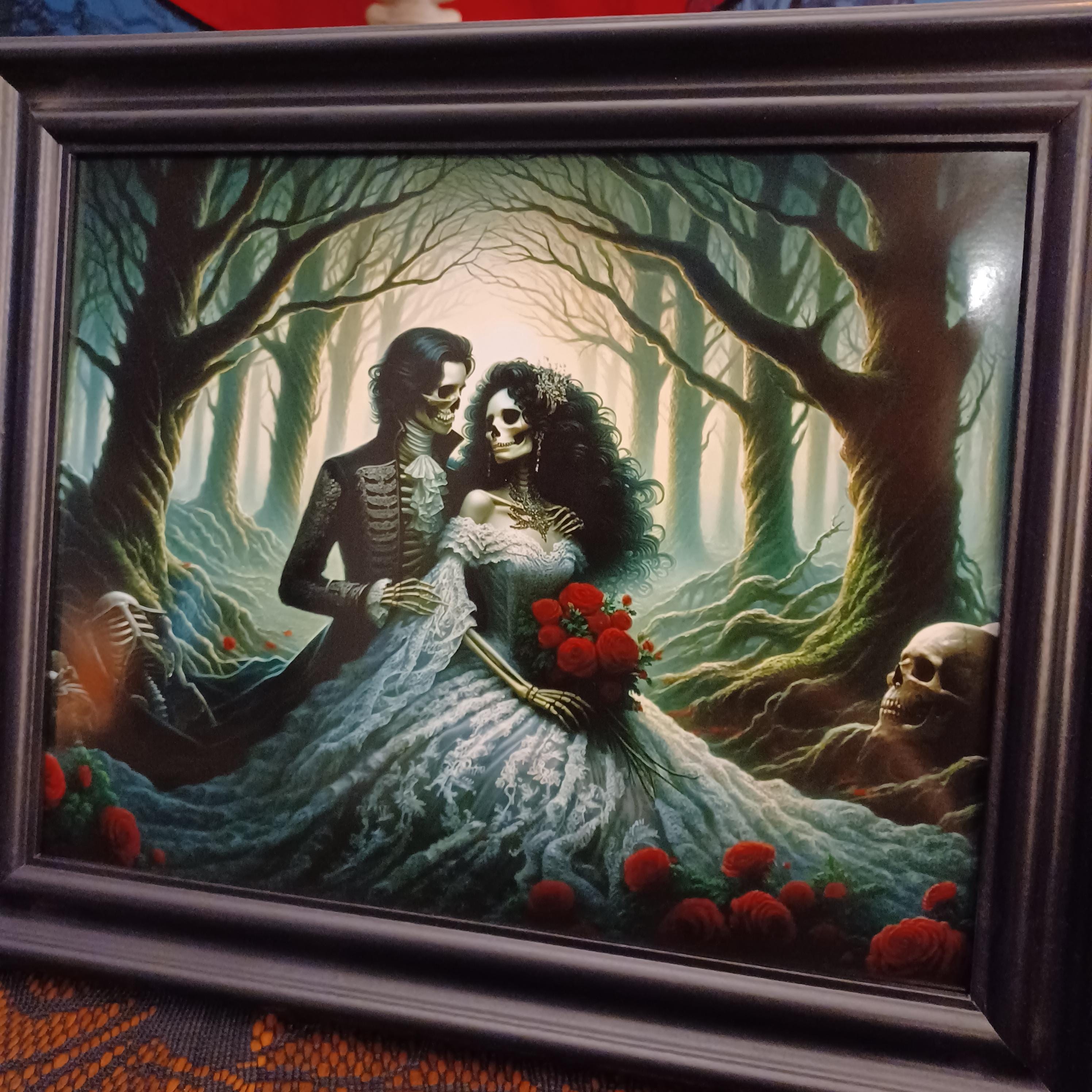 Timeless. Romantic Victorian Dressed Skeleton Husband and Wife Sit ...
