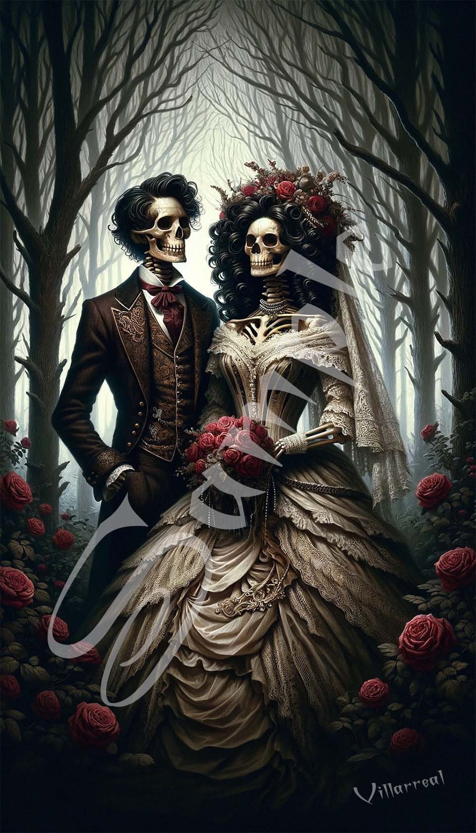 Dearly Beloved. Romantic Victorian Dressed Skeleton Husband and Wife ...