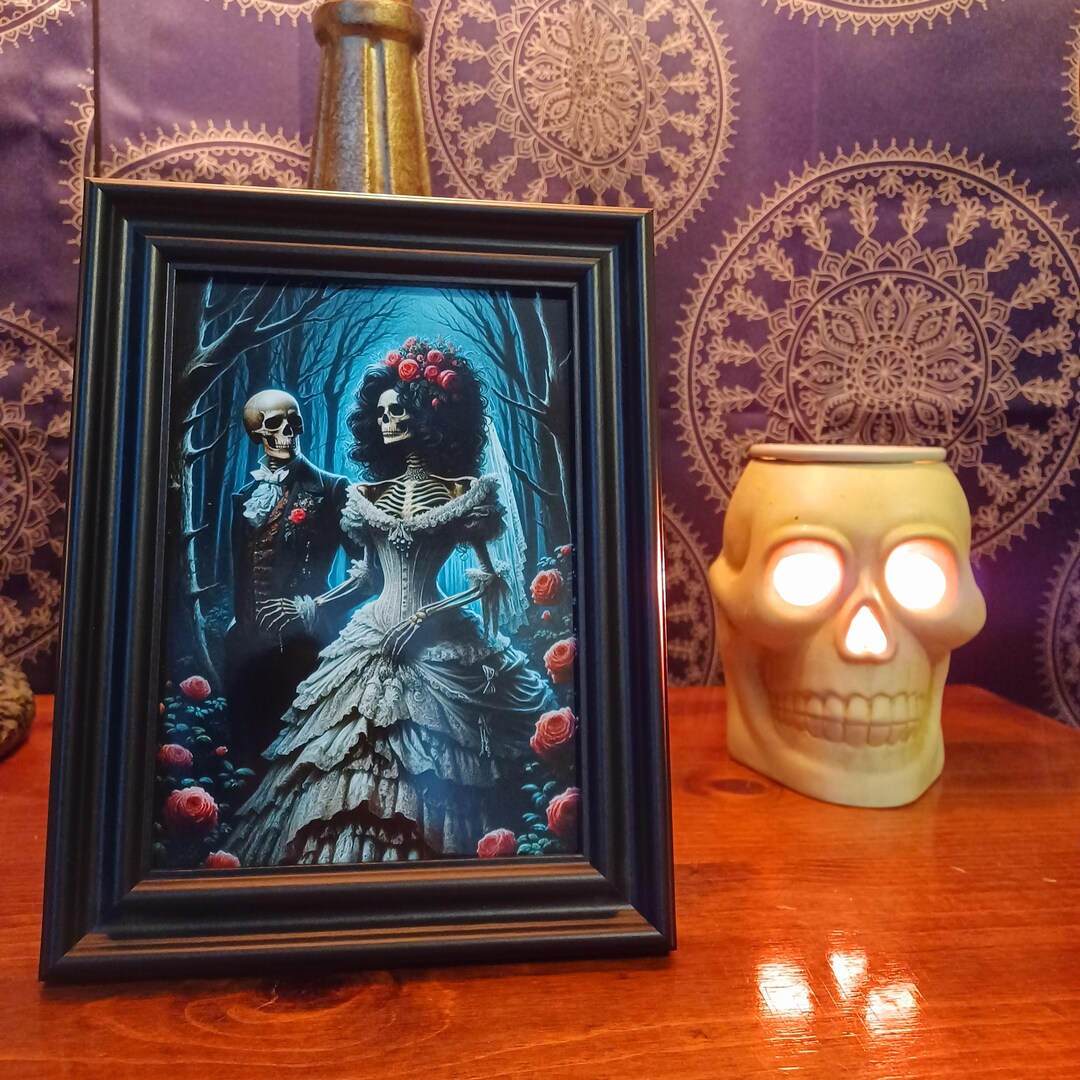 True Love. Romantic Victorian Dressed Skeleton Husband and Wife Walk ...