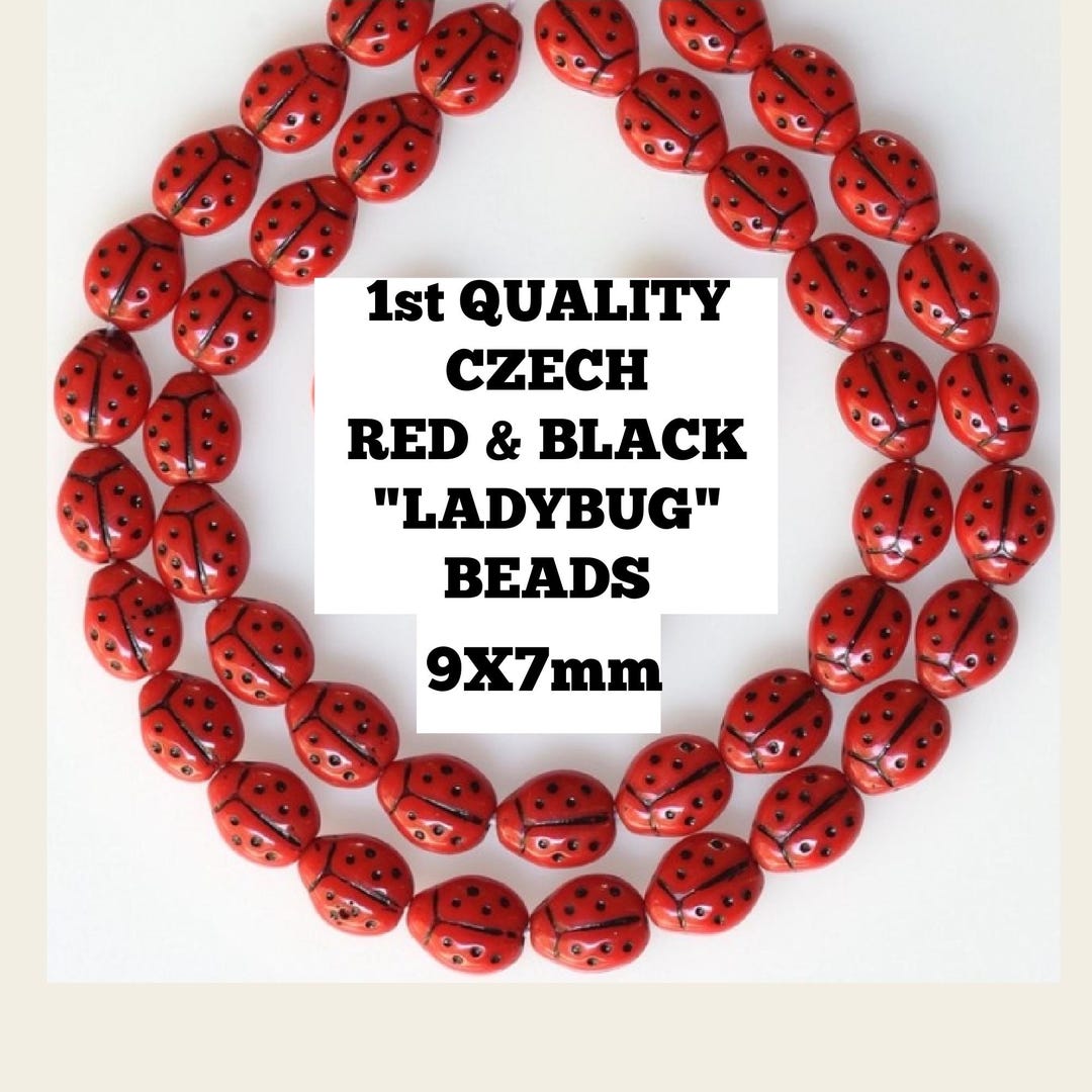 Ladybug BEADS CZECH GLASS 2 Pcs. or 21 Bead Strand Red/black - Etsy