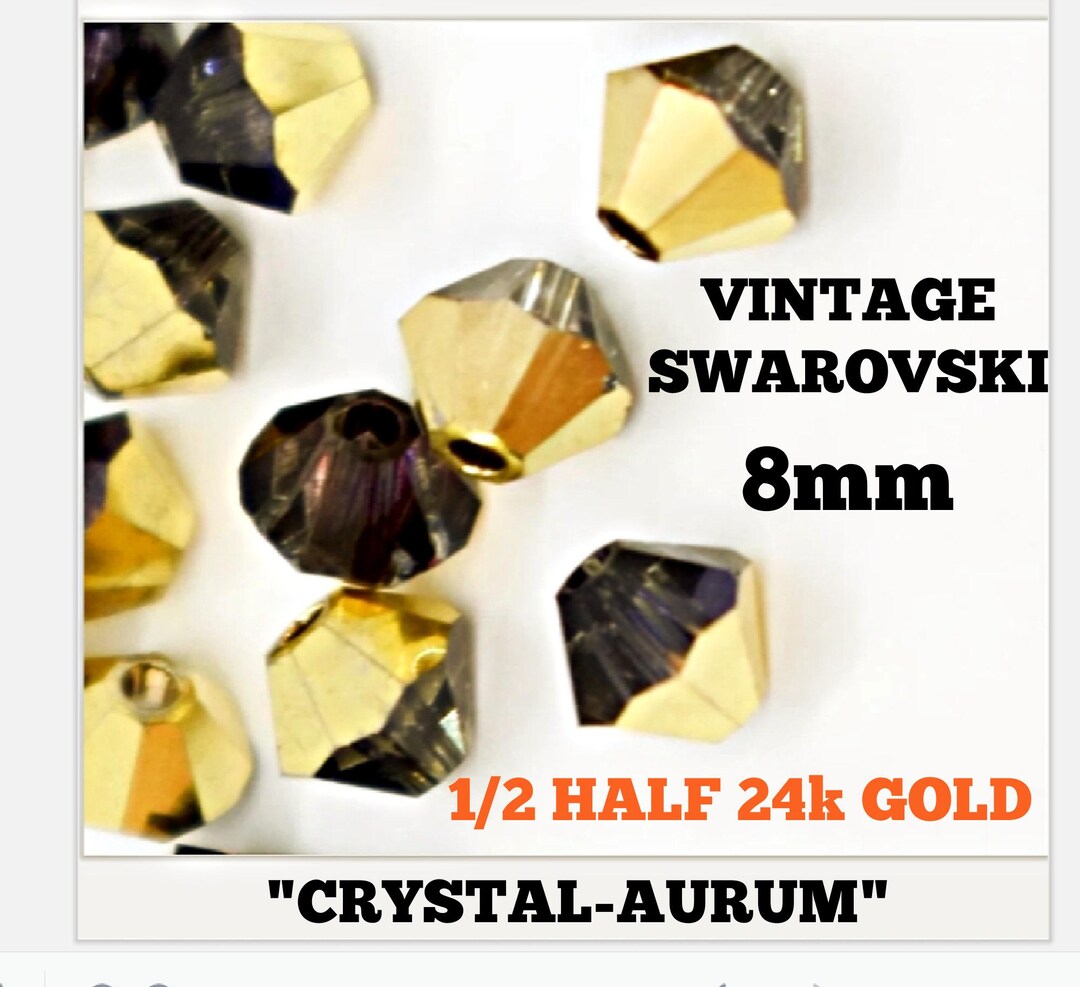 Rare Swarovski Crystal Aurum Beads: 1/2 24K Gold Bicone, 8mm - Etsy