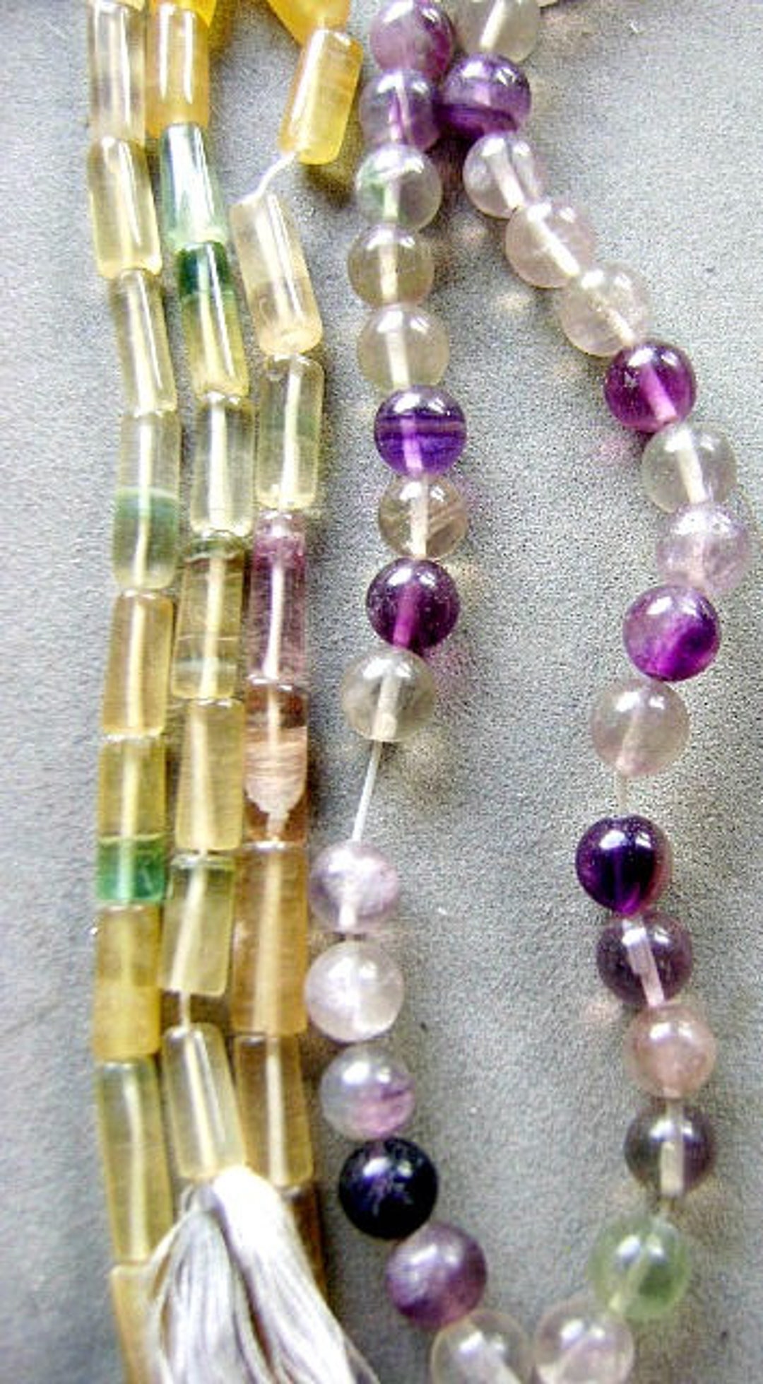FLUORITE RAINBOW PURPLE Yellow Green Strand Gemstone Tube Round - Etsy
