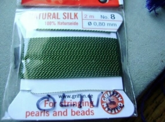 SILK Thread Green Olive Griffin Needle Choose Size 2 Meter - Etsy
