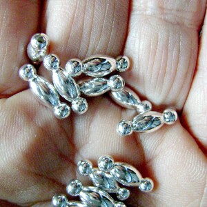 Beads Metal SILVER Spindle Barrel Shiny Smooth 14 X 4.5mm Straight 12 ...