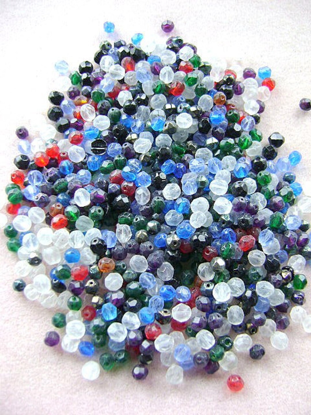 Beads Glass 500 Grams FACETED Round HALF KILO Beads Red Blue Green ...