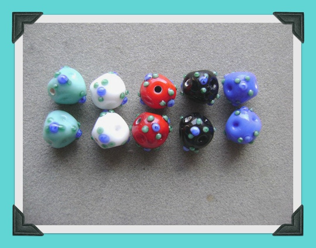 Beads, 8mm, Lampwork, Czech, Glass, Dots, Pair, Pinch 1st Quality - Etsy