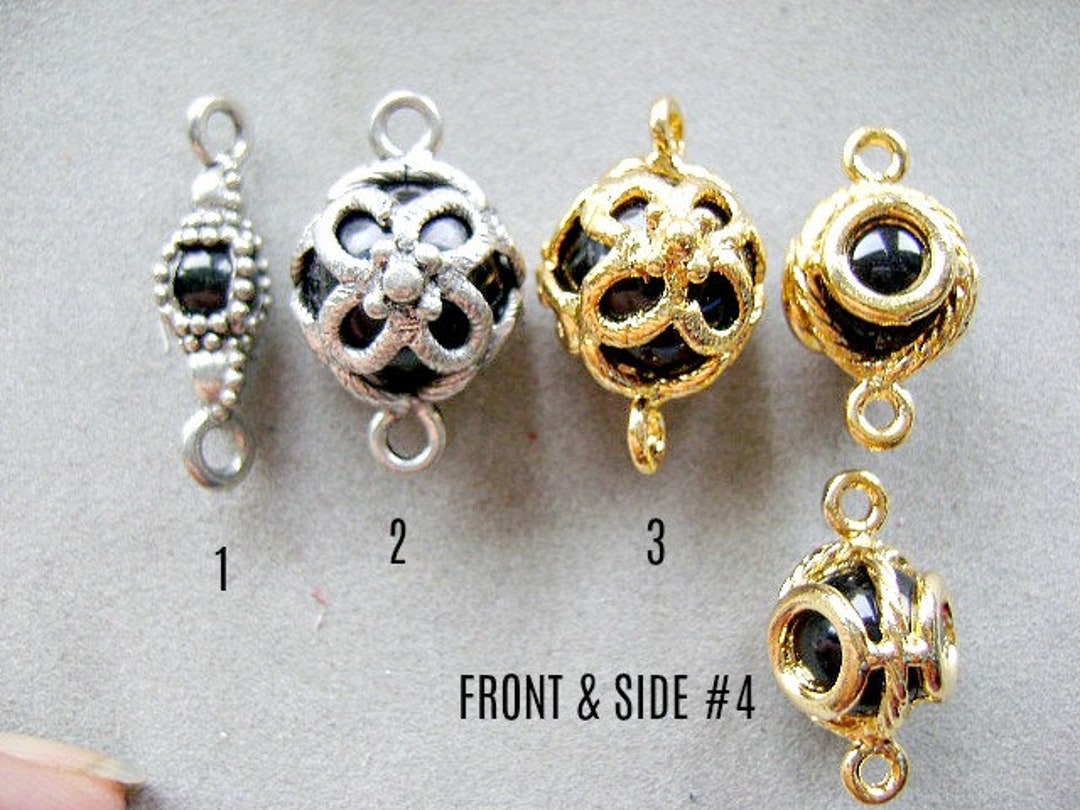 Bead Cage Captive Ball Gold Silver Destash Pewter Lead Free Connector ...