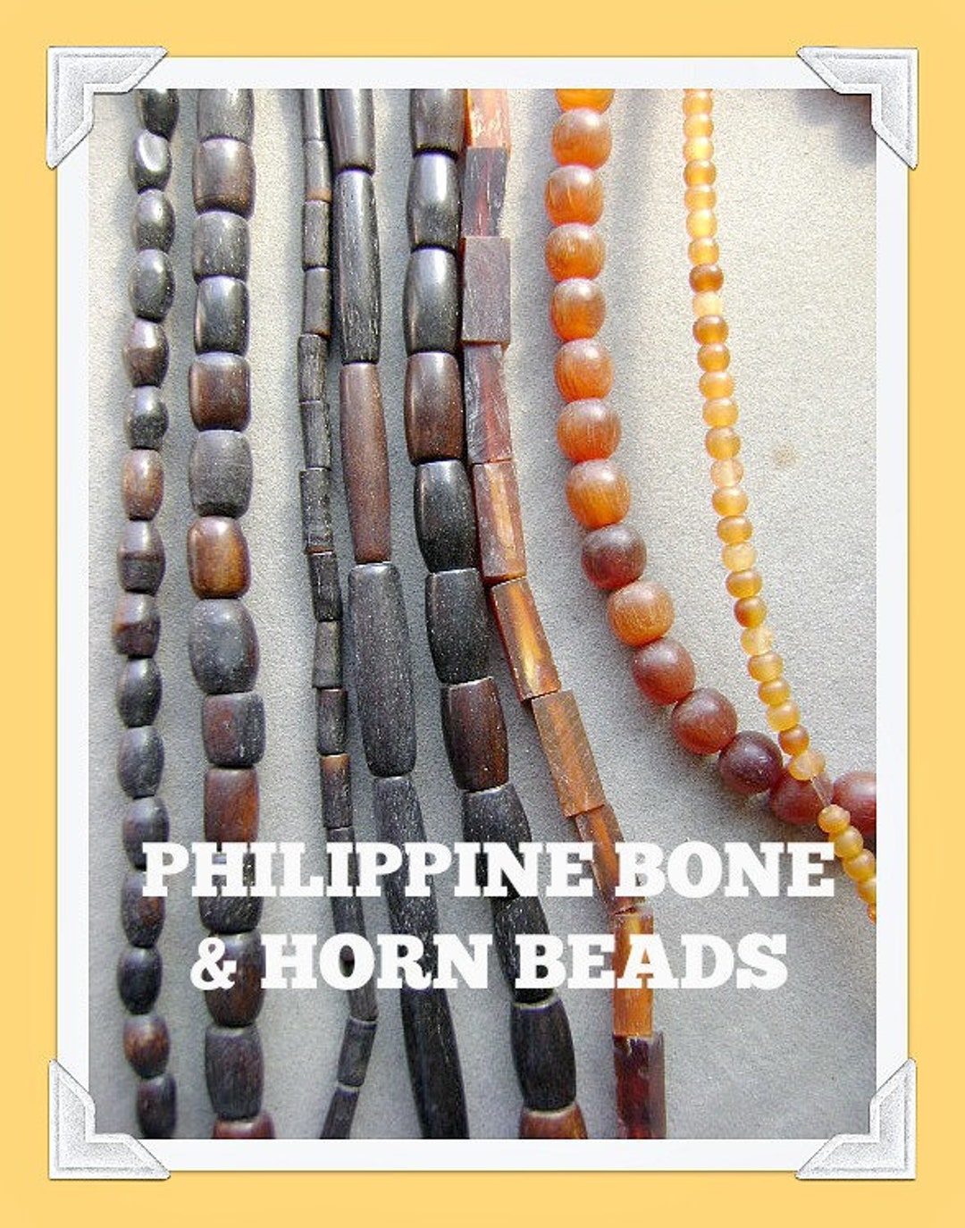 Bead BONE HORN Water Buffalo Strands Hand Carved Beach Surfer Unique ...