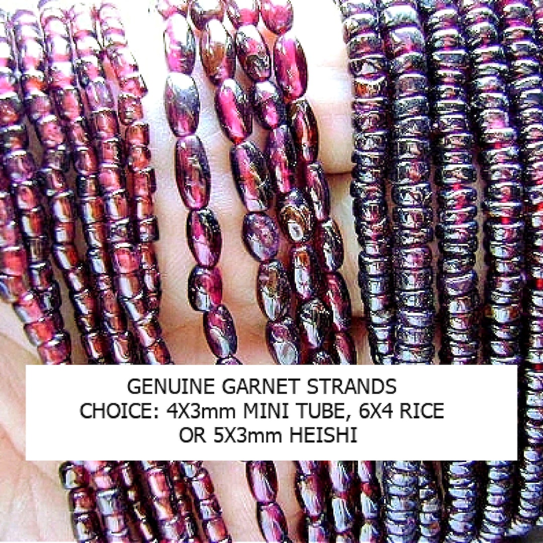 Wine Red Garnet Beads: Heishi, Rice, Oval Strands - Etsy
