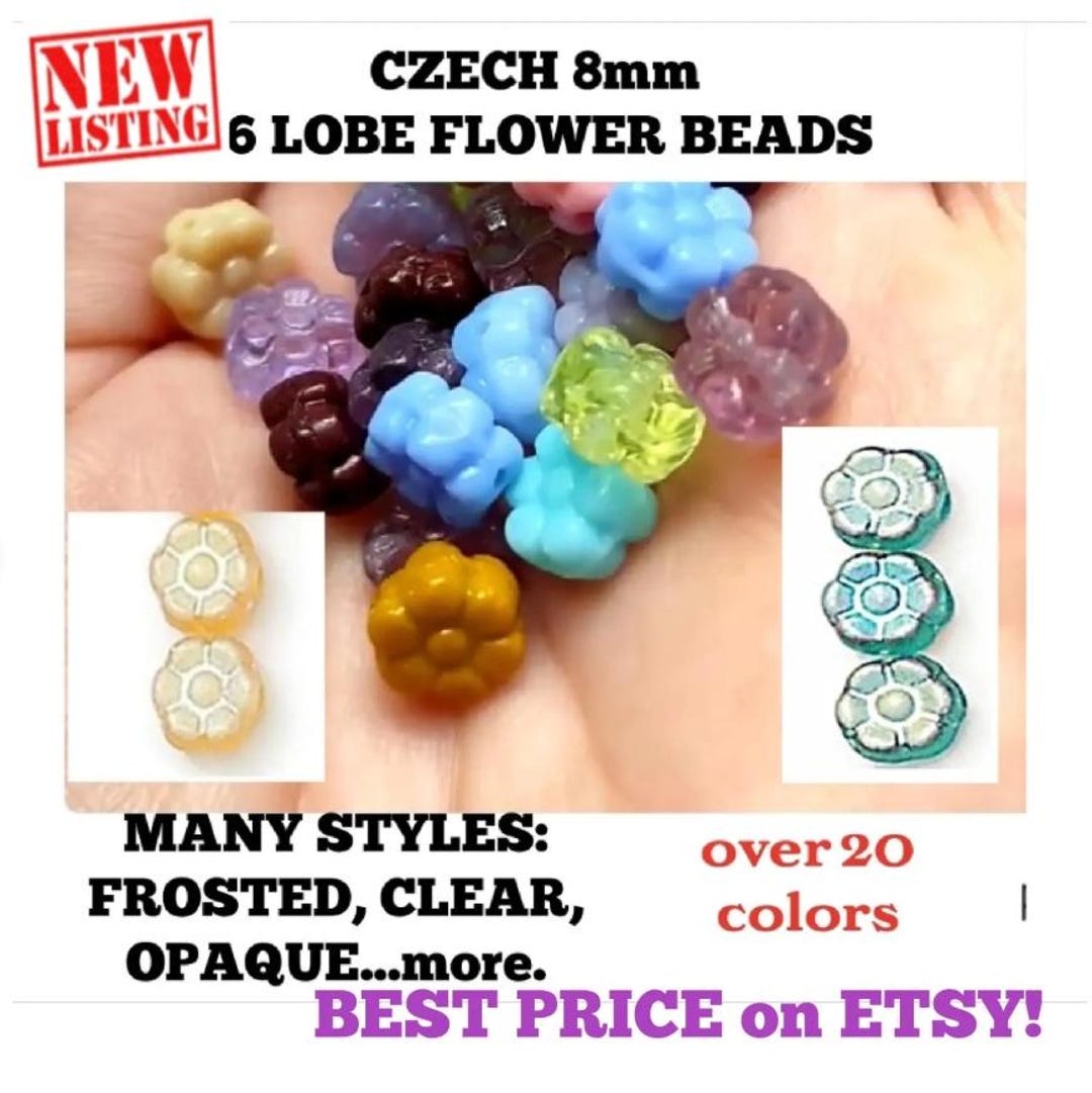 Flower Leaf Glass Beads 8mm 50 or 500 Beads - Etsy