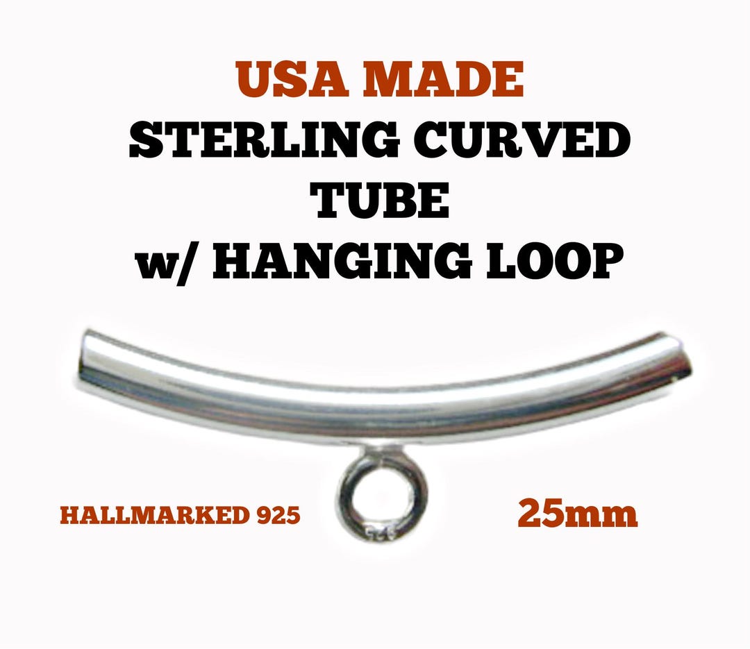 BEAD TUBE W/ Hanging Loop Sterling Silver Curved Noodle Loc Tube Bx - Etsy