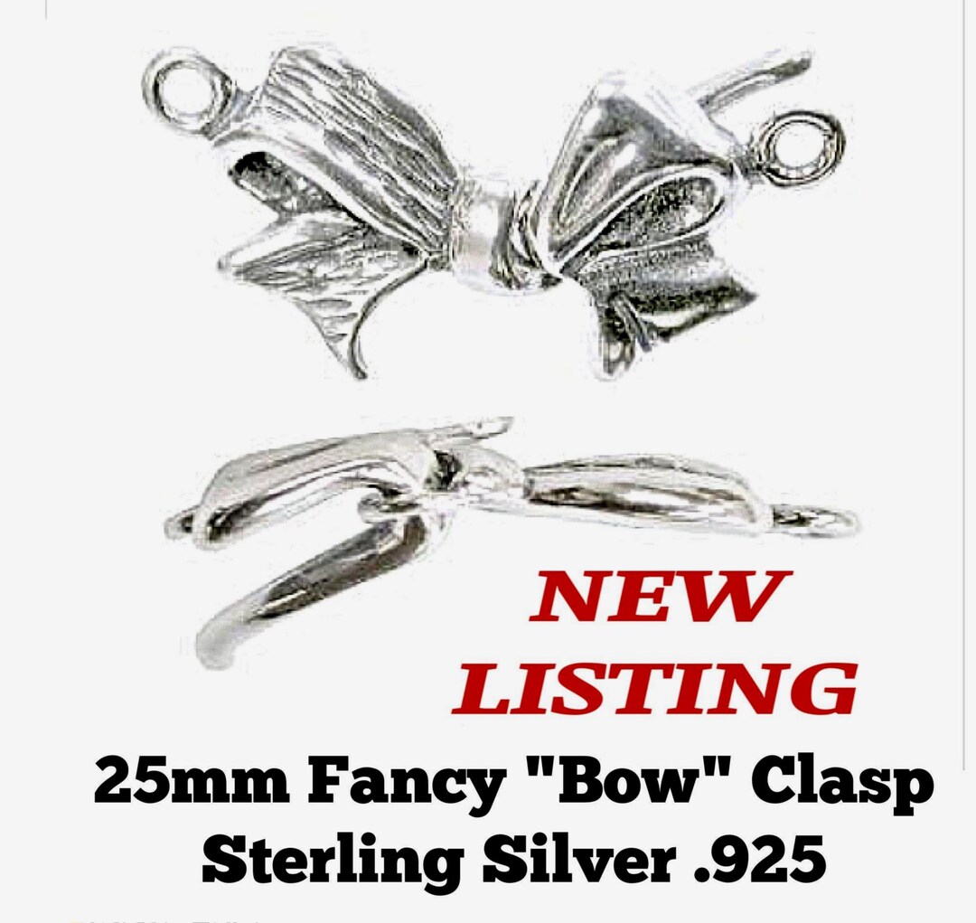 Clasp Bow Sterling Silver 25mm Fancy Bow .925 - Etsy