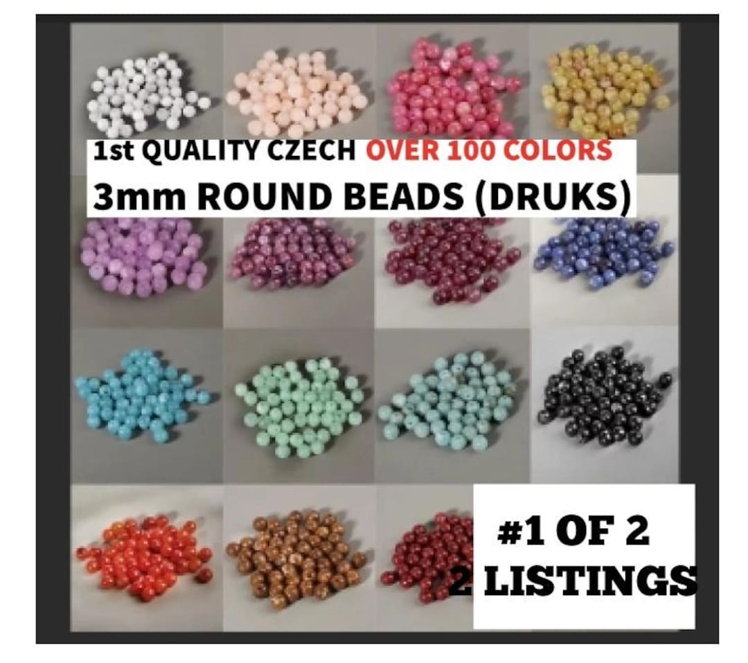 Round Beads 3mm Czech Glass Smooth Druks, 16 Inch Strand or Loose - Etsy